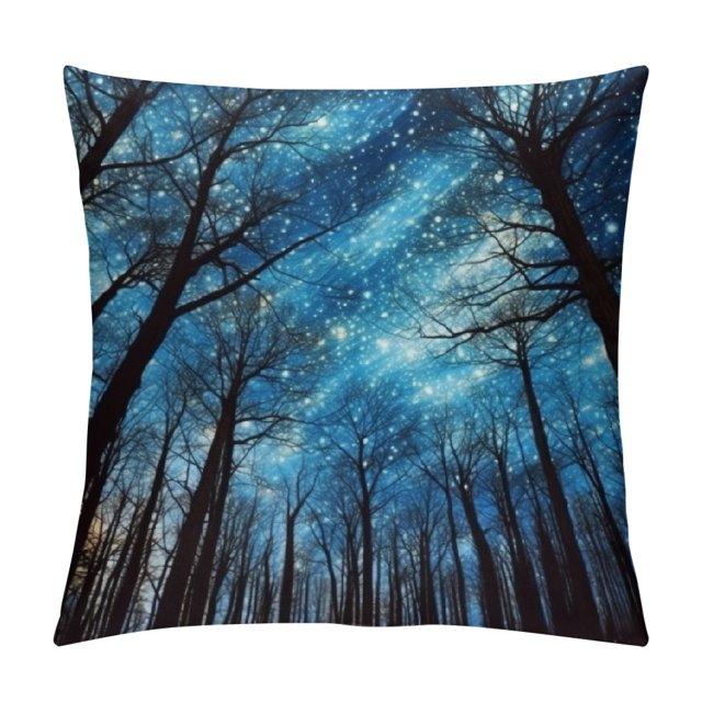 COMIO Throw Pillow Covers Trees at Night Facing The Starry Night Sky ...