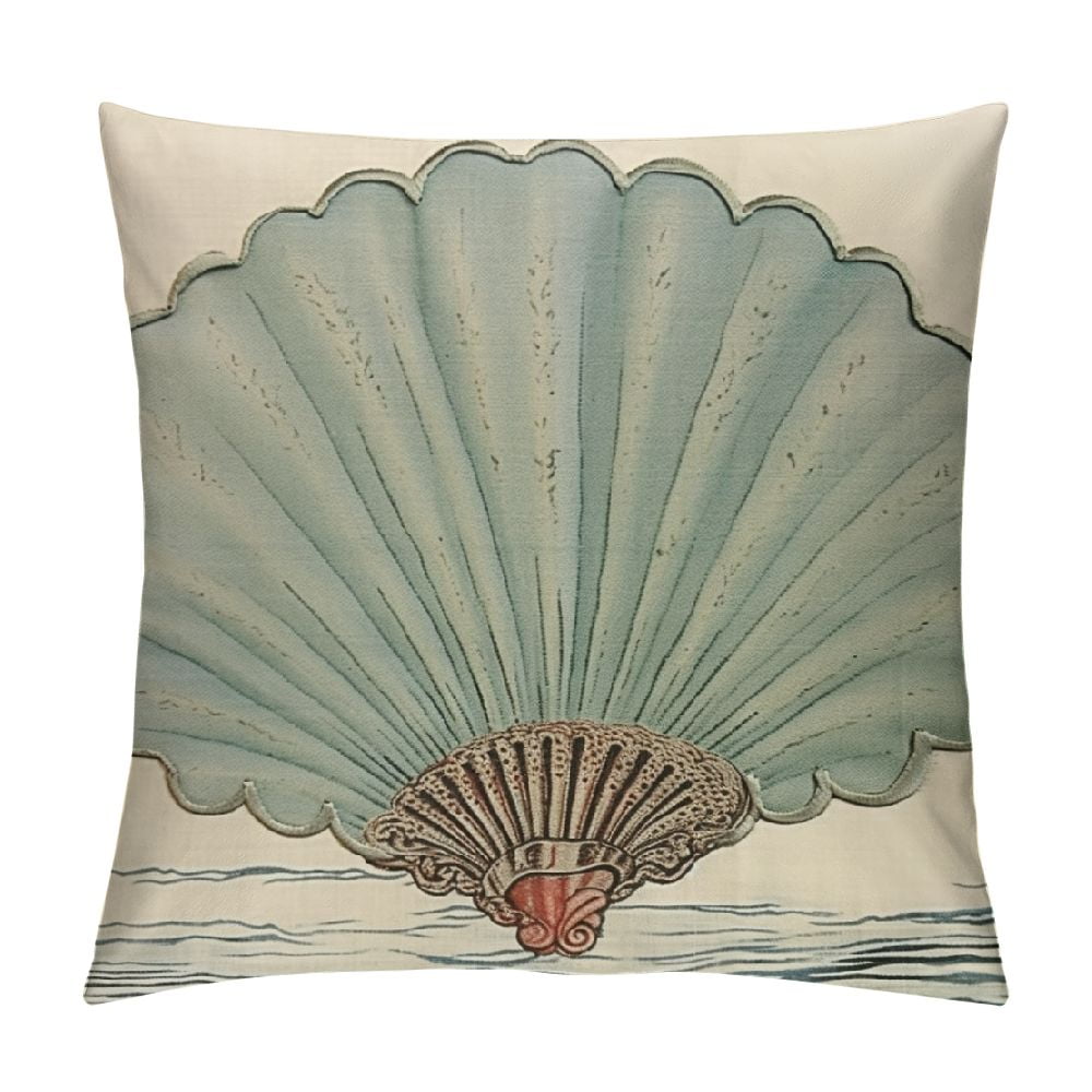 COMIO Throw Pillow Covers Vintage Coastal Nautical Beach Shell Pillow ...