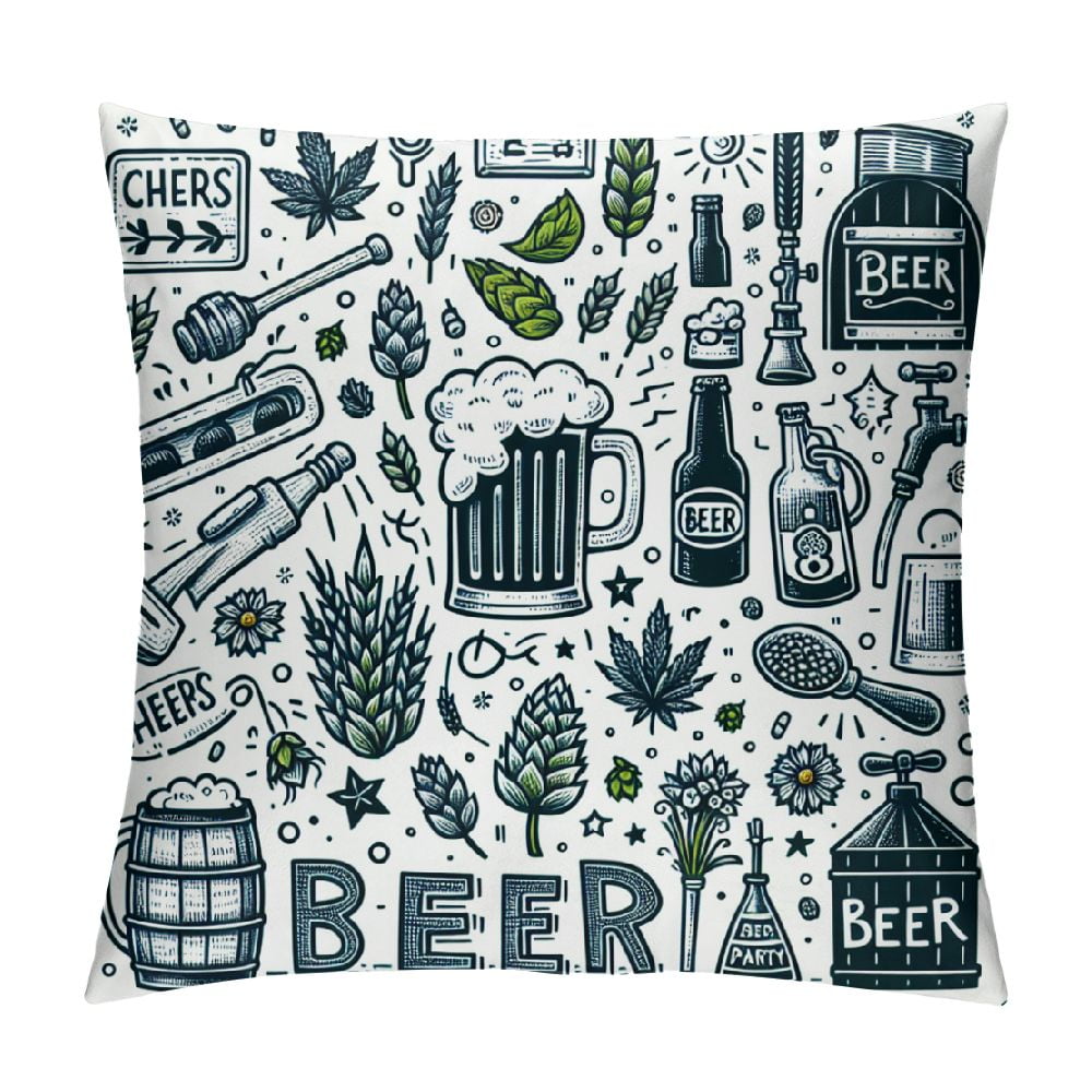 COMIO Throw Pillows for Couch, Beer Pillow Covers for Living Room Bed ...