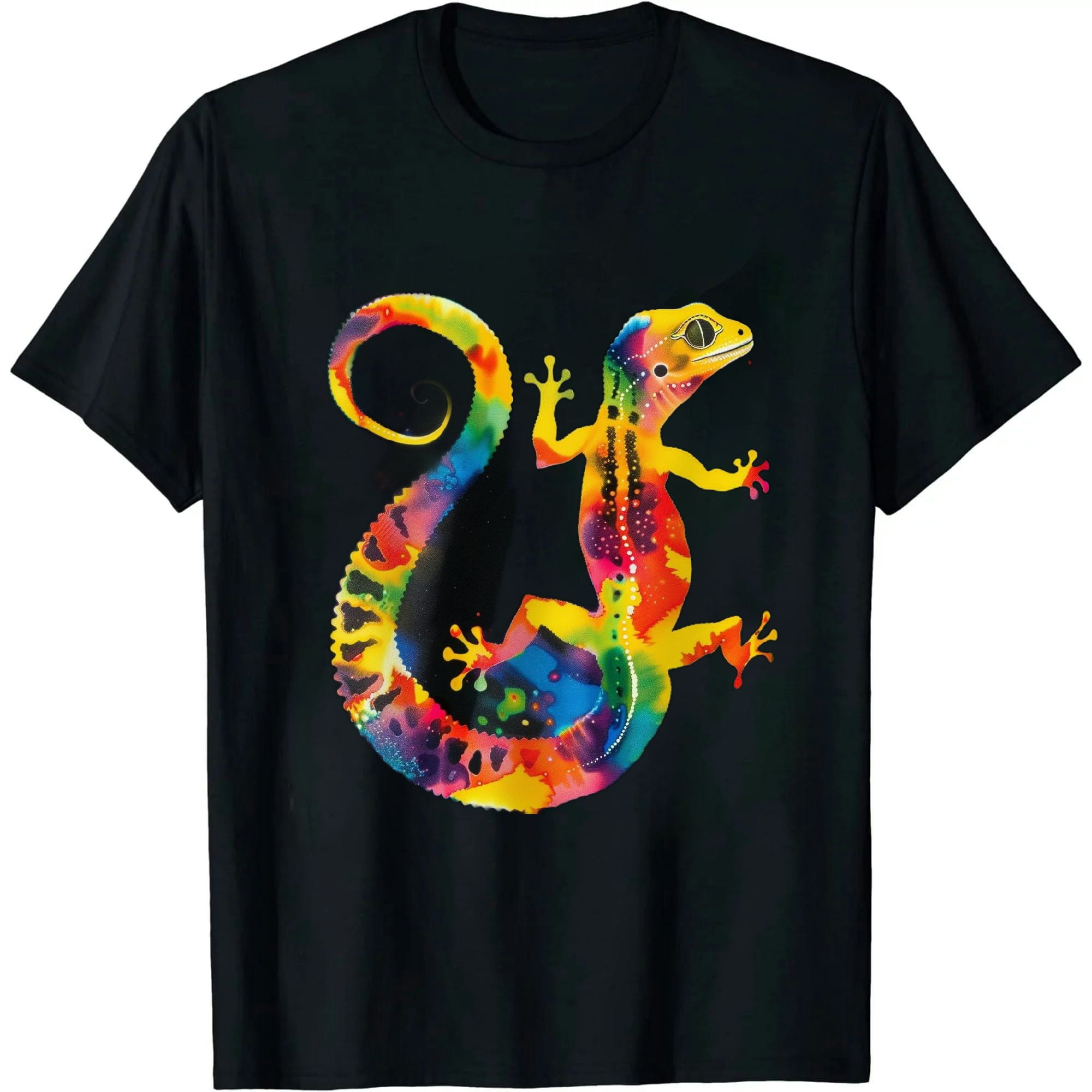 COMIO Tie Dye Gecko Rainbow Print Lizard Pet Hippie Peace Gift T-Shirt ...