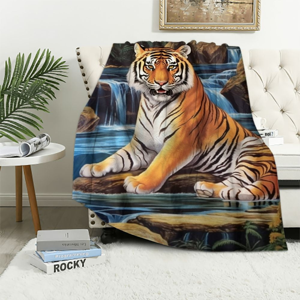 COMIO Tiger Blanket Tiger Throw Blankets Cozy Flannel Blanket Plush ...