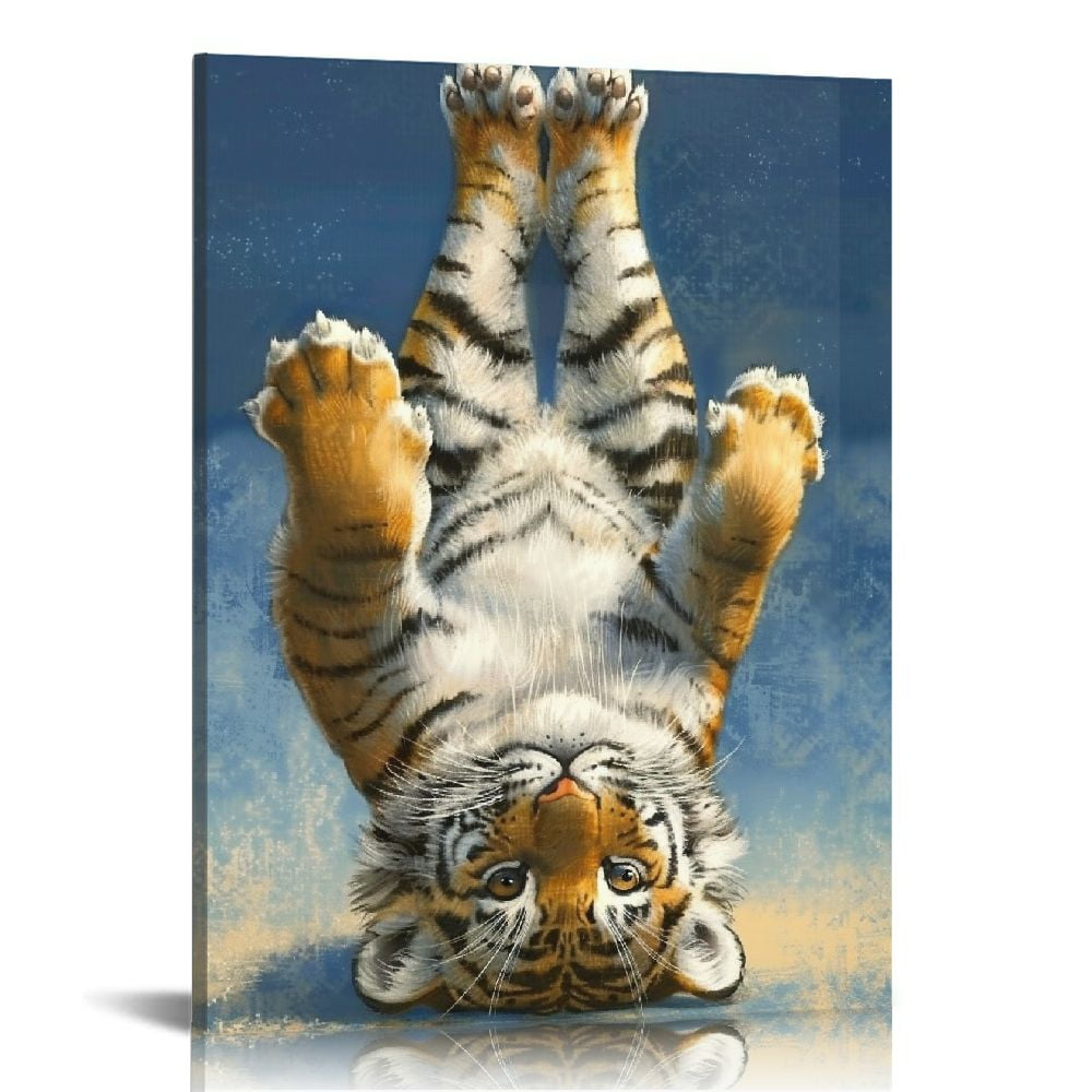 COMIO Tiger Canvas Wall Art Funny Yoga Tiger Wildlife Animal Zen ...
