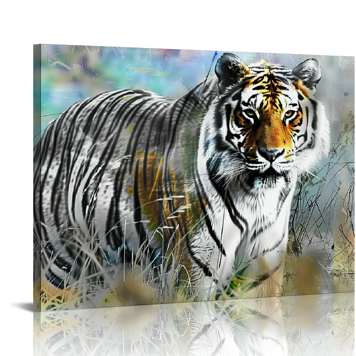 COMIO Tiger Paintings Canvas Wall Art: White Tiger Portrait Picture ...