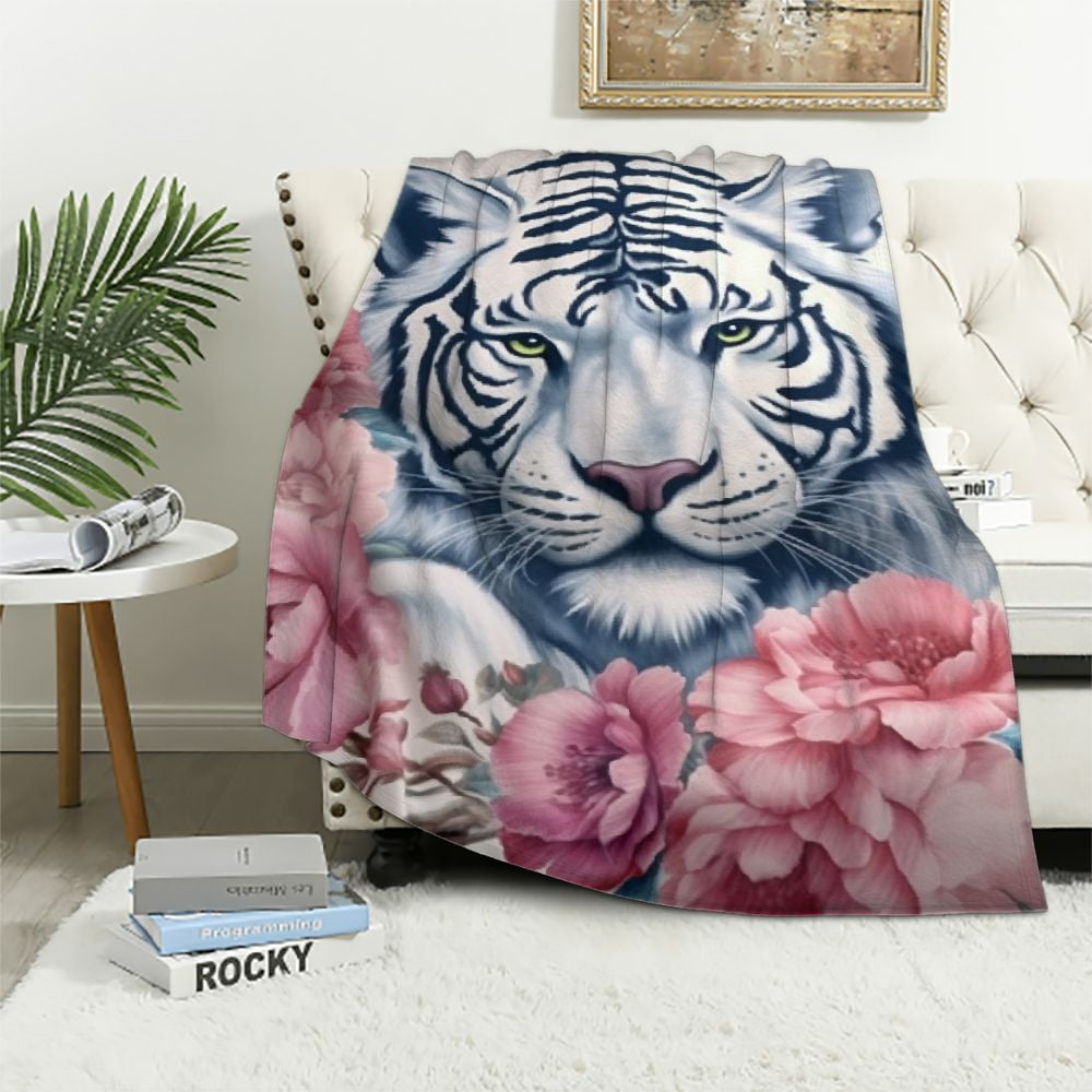 COMIO Tiger Throw Blanket Blue Tiger Sherpa Blanket Throw for Kids ...
