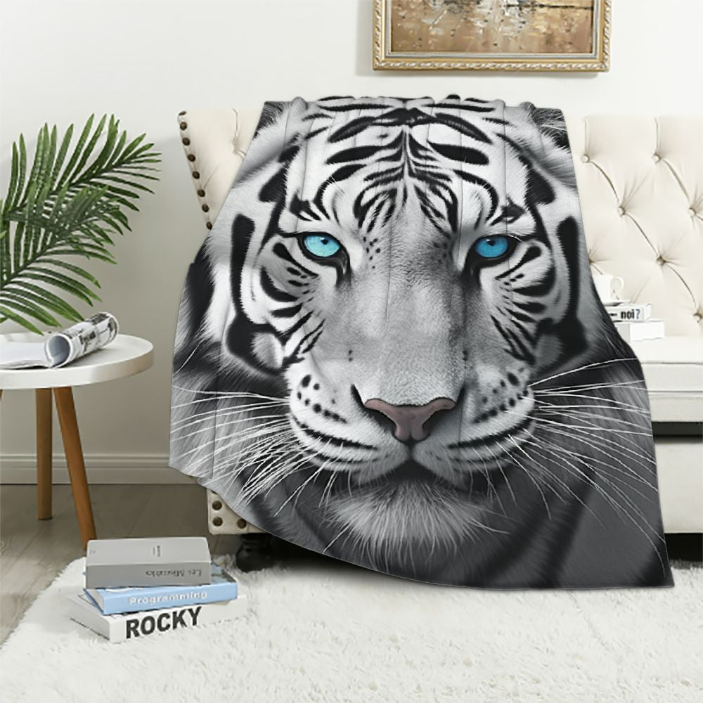 COMIO Tiger Throw Blanket White Tiger Sherpa Blanket Throw for Kids ...
