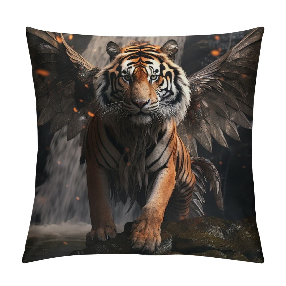 MLJA Tiger Throw Pillow Cover Tropical Tree Pure Waterfalls Paradise ...