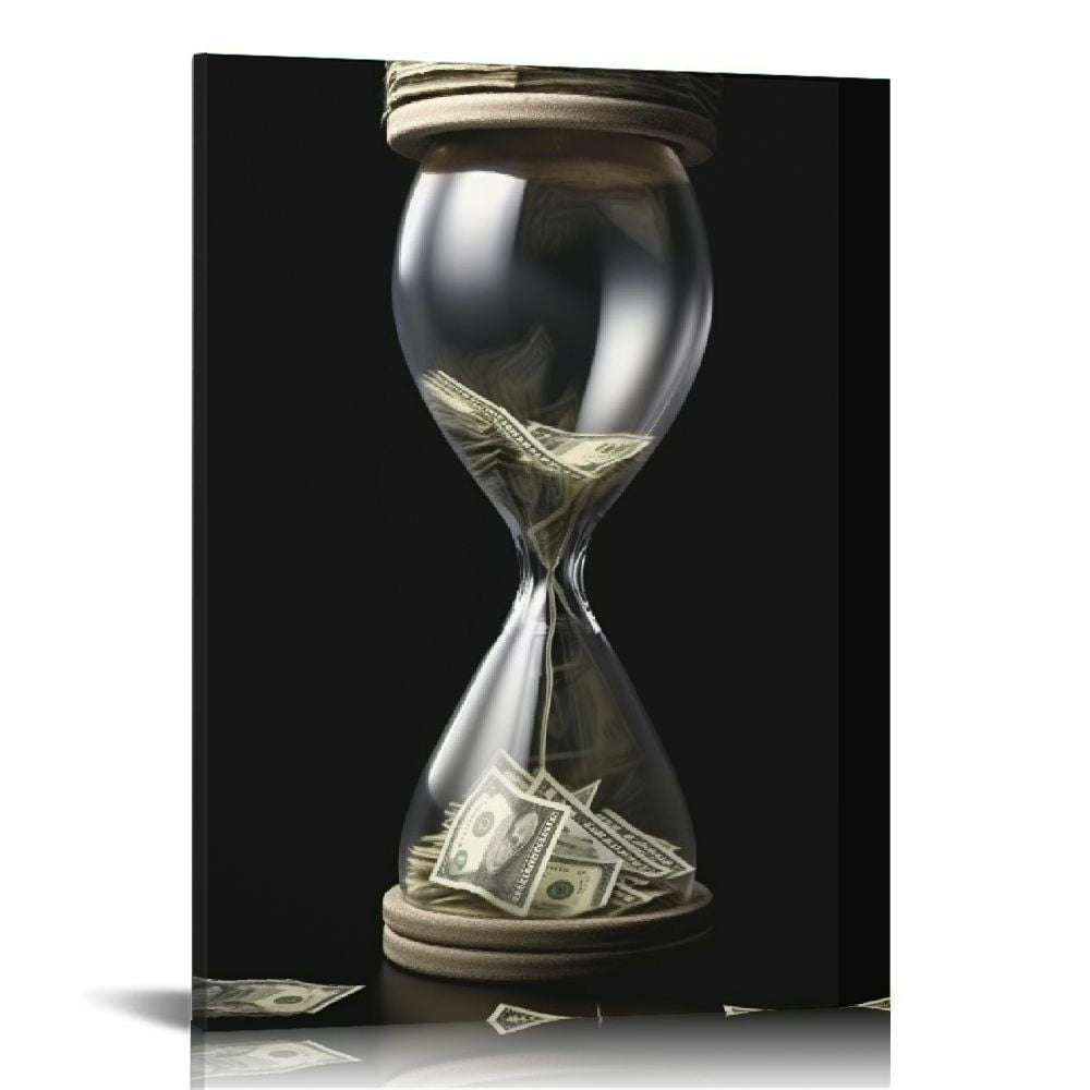 COMIO Time Is Money Hourglass Wall Art Motivational Poster Canvas Wall ...