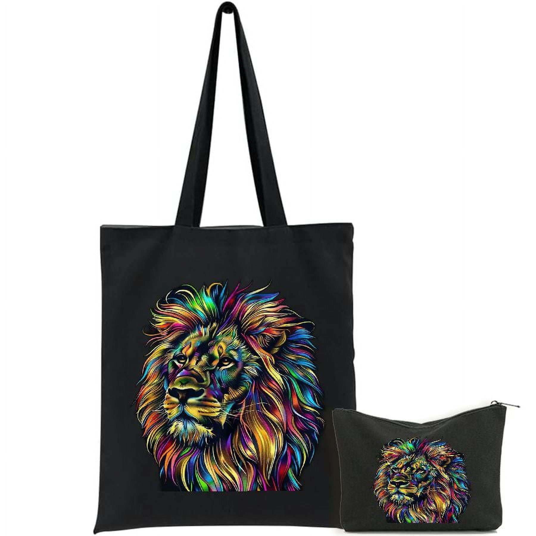 COMIO Tote Bag Lion Colorful Lions King of Animals from Africa 2 Pcs ...