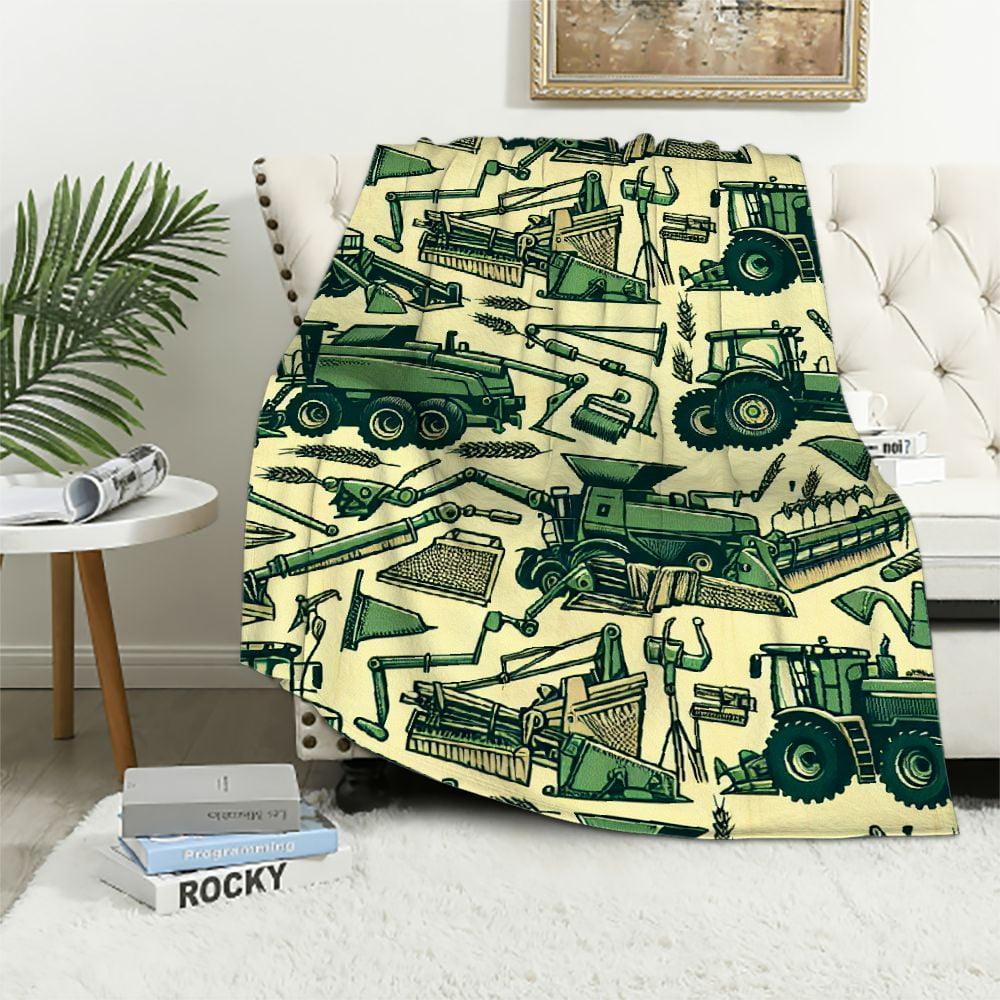 COMIO Tractor Blanket - Soft, Fuzzy & Warm - Small Blanket for Couch ...
