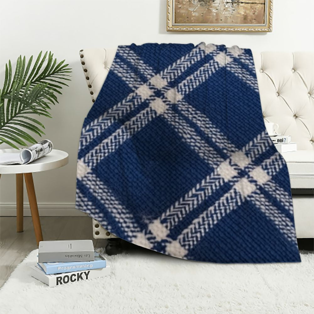 COMIO Transitional Checked Plaid Woven Throw, French Blue - Walmart.com