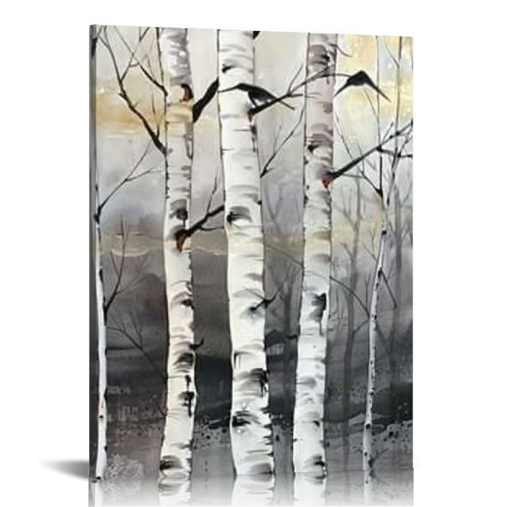 COMIO Tree and Bird Wall Art,Birch Tree Canvas Print Wall Art Nature ...