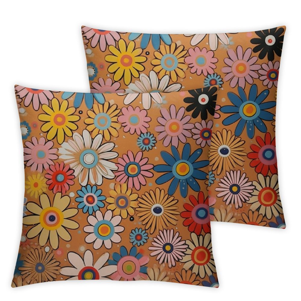 COMIO Trendy Retro 70s Groovy Hippie Flower Floral Throw Pillow Cover ...