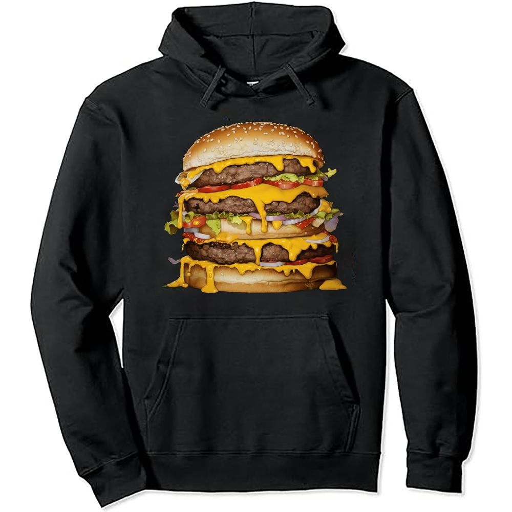 COMIO Triple Cheeseburger Pullover Hoodie - Walmart.com