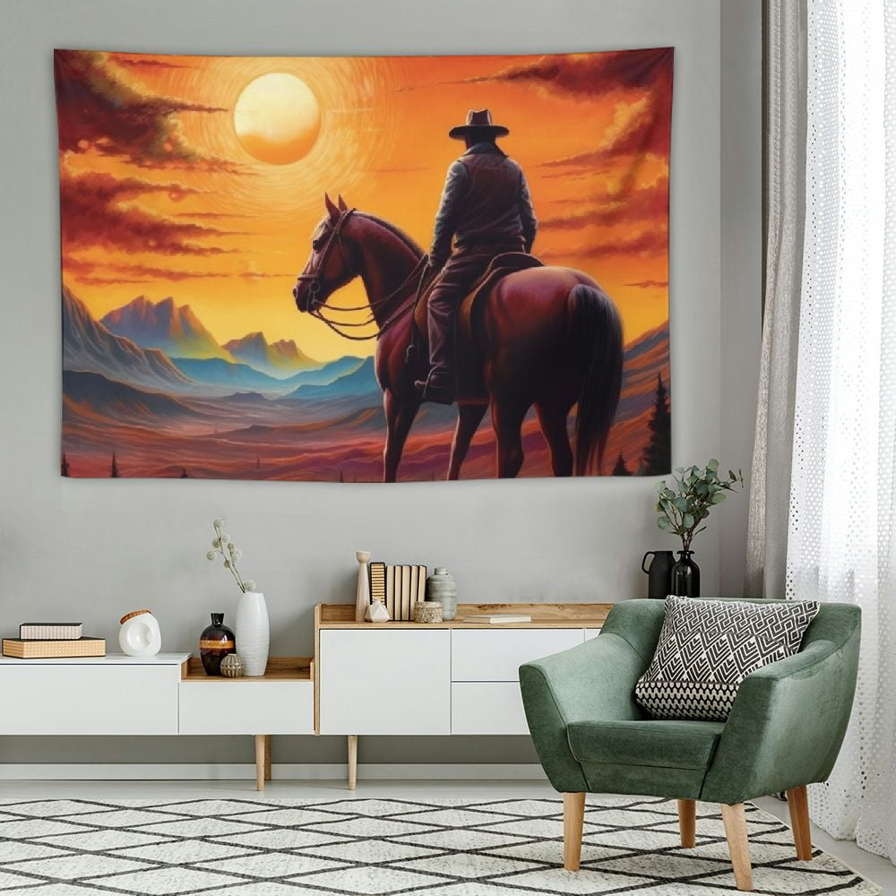 COMIO Trippy Planet Tapestry Western Cowboy Tapestry Sun Mountain Wall ...
