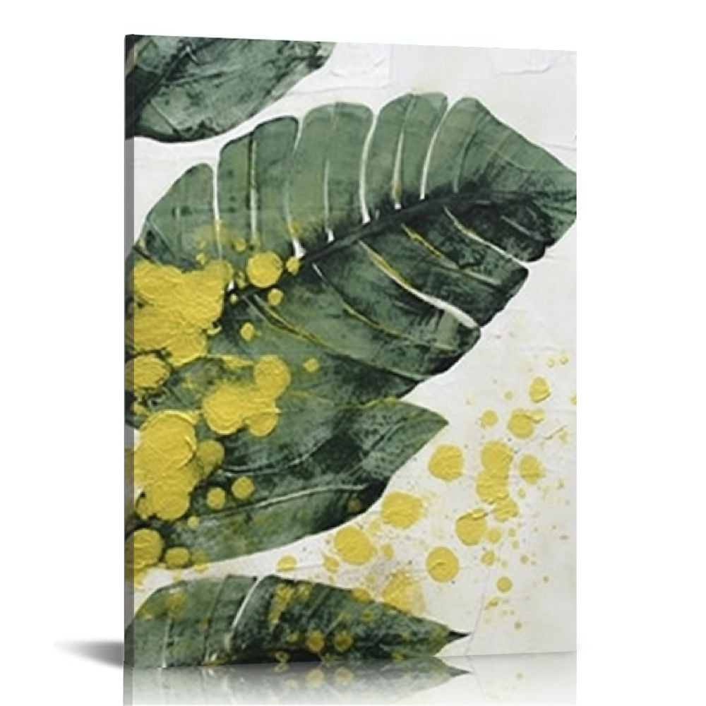 COMIO Tropical Banana Leaf Plant Wall Art - Bathroom Decor Green and ...