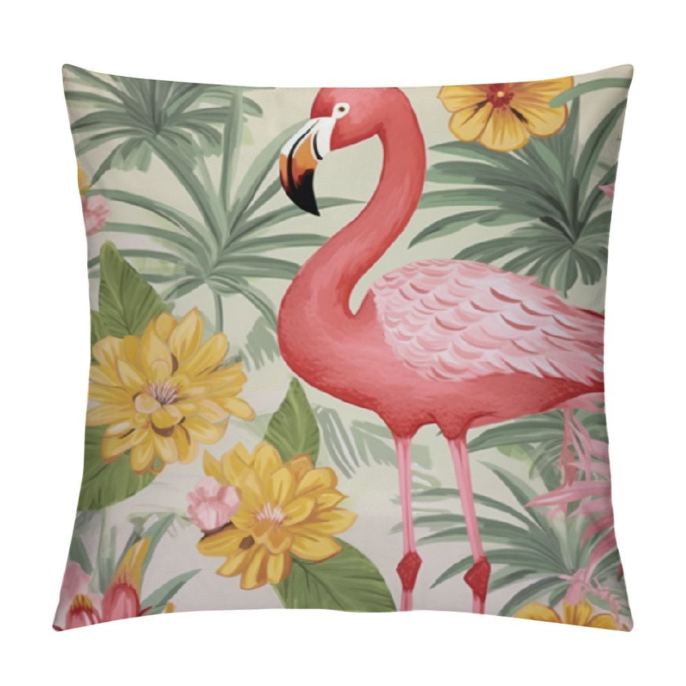 COMIO Tropical Flamingo Pillow Covers ,Pineapples Flowers Decor Throw ...