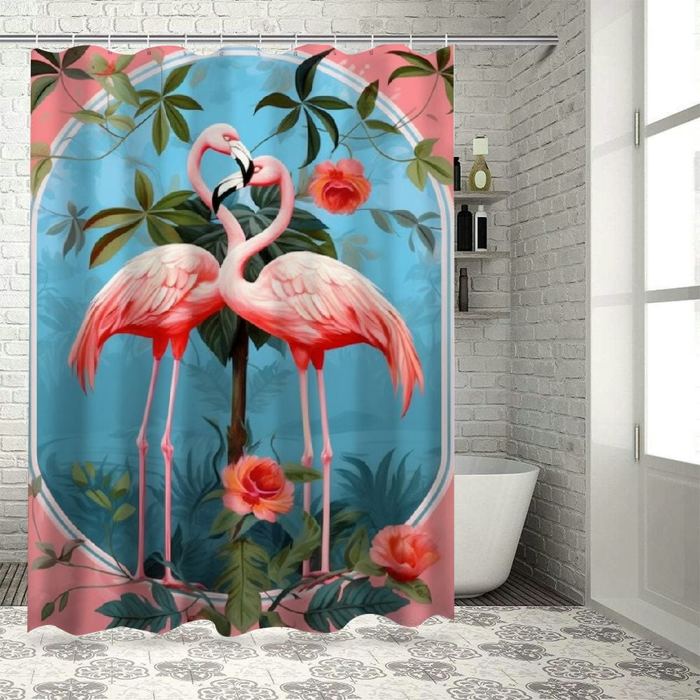 COMIO Tropical Flower Flamingo Shower Curtain - Multiple Sizes White - Walmart.com