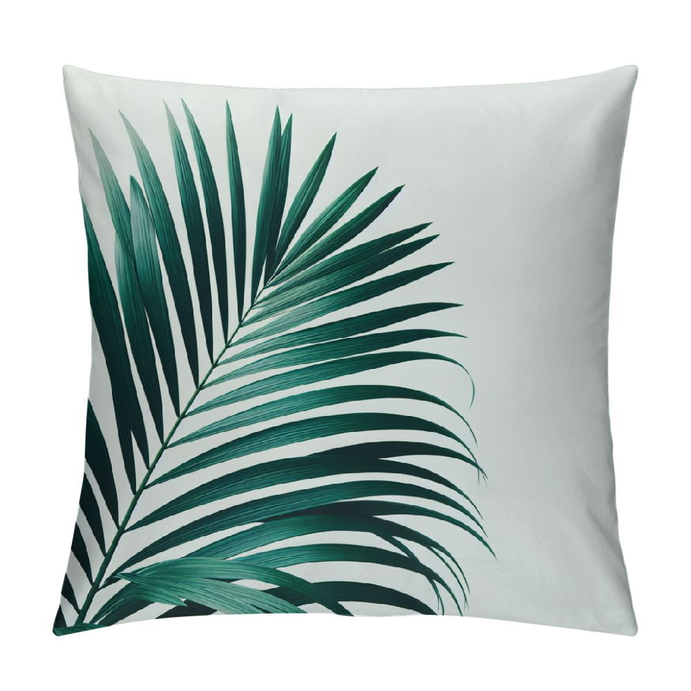 COMIO Tropical Green Leaf Throw Pillow Covers, Summer Palm Leaves Print ...
