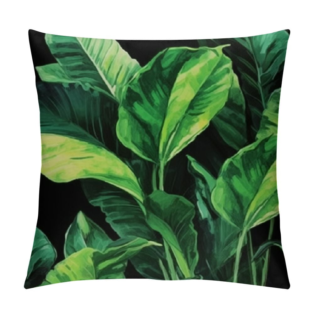 Comio Tropical Green Leaves Pillow Covers Green Leaf Decorative Pillow