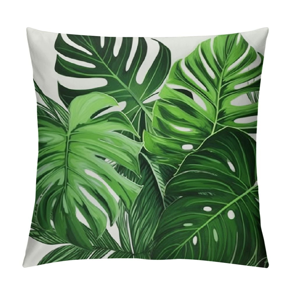 COMIO Tropical Leaves Pillow Covers Monstera Palm Leaf Plant Print ...