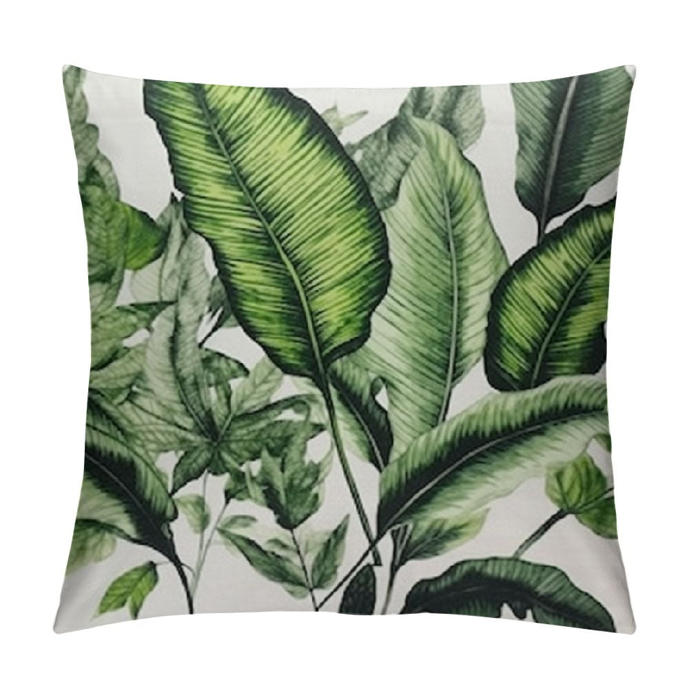 Comio Tropical Leaves Pillow Covers Summer Decorative Palm Leaves