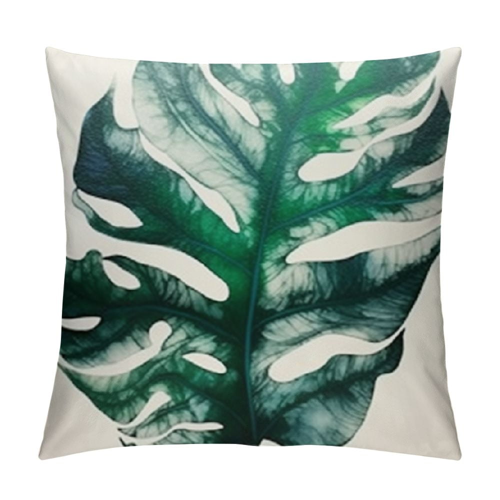 MLJA Tropical Leaves Throw Pillow Covers Banana Leaf Green Palm Leaf Decorative Pillow Cases ...