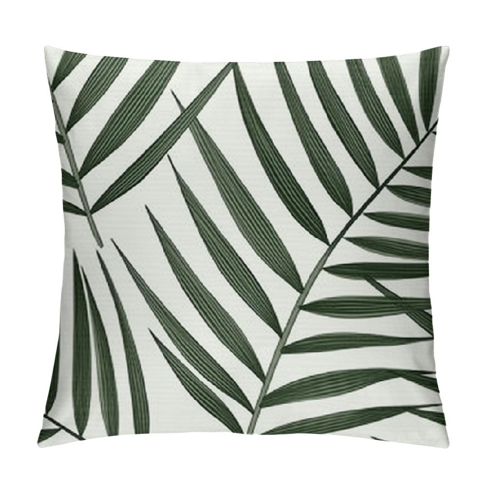 Comio Tropical Leaves Throw Pillow Covers Green Palm Leaf Decorative