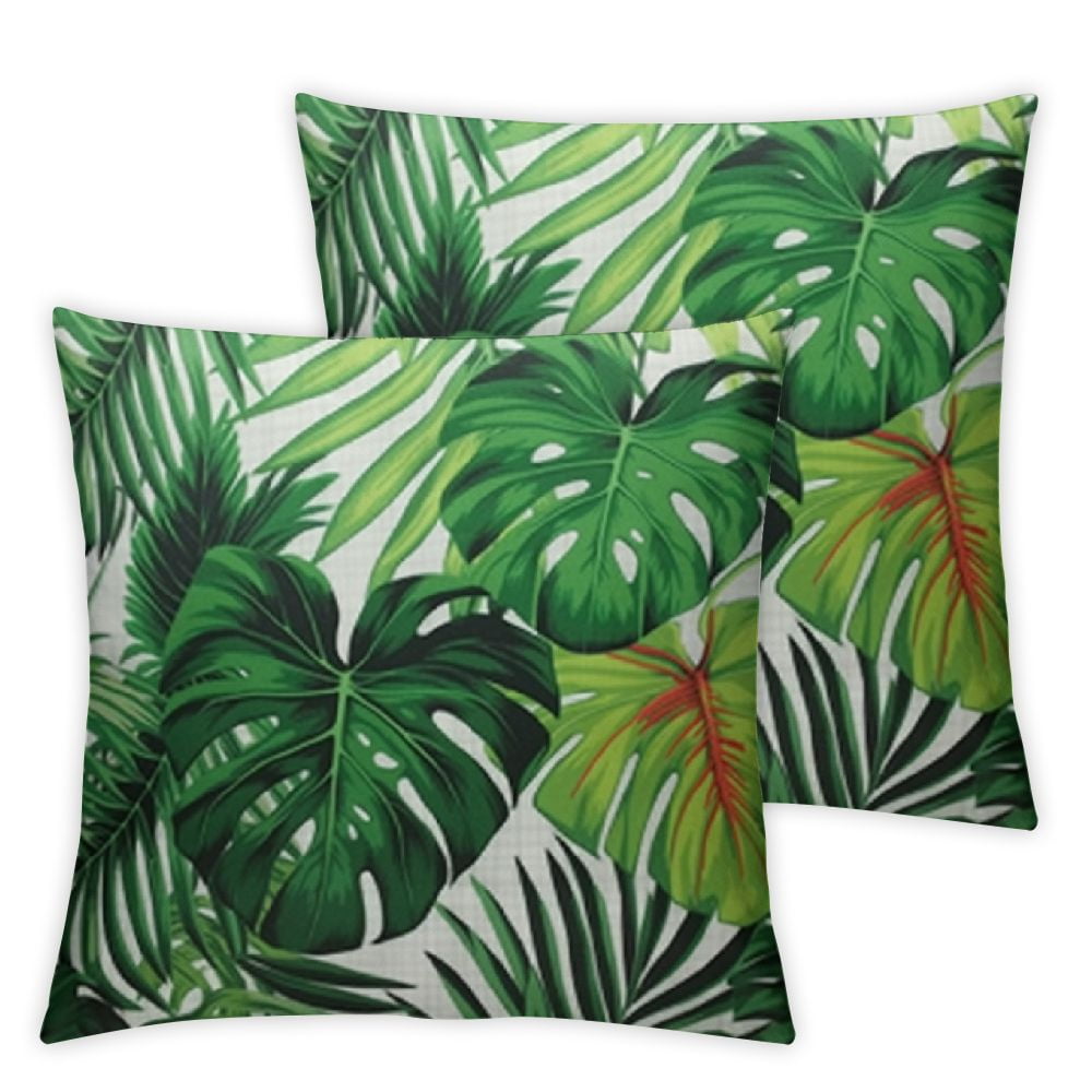 QZHH Tropical Palm Leaf Throw Pillow Covers Set of 2 Green Banana ...