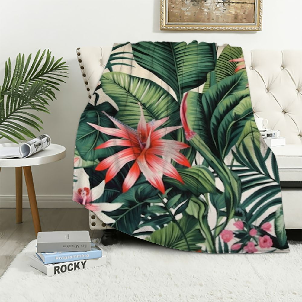 COMIO Tropical Palm Leaves All Season Bed Blanket Nature Theme Floral ...