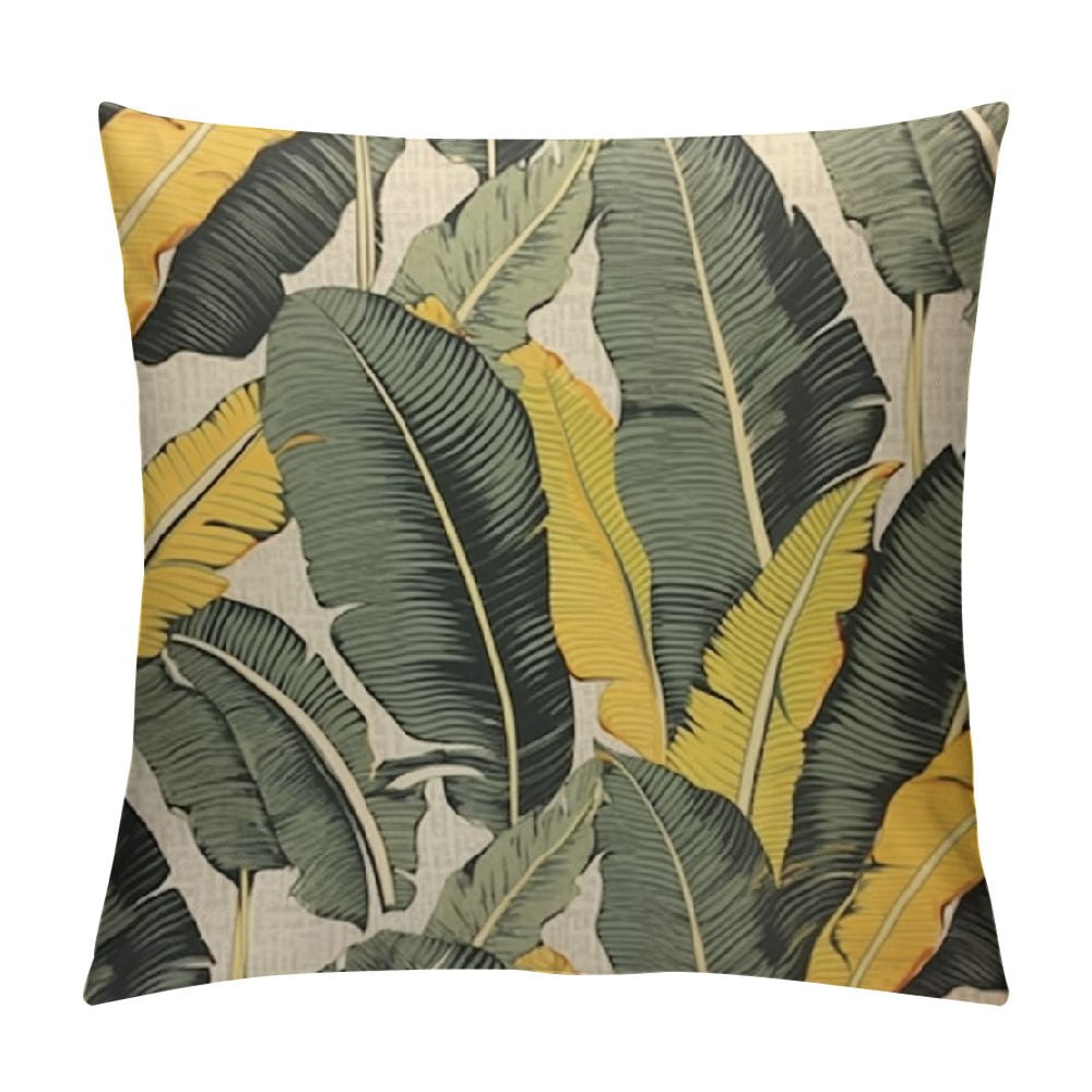 COMIO Tropical Palm Leaves Throw Pillow Case Banana Jungle Leaf ...