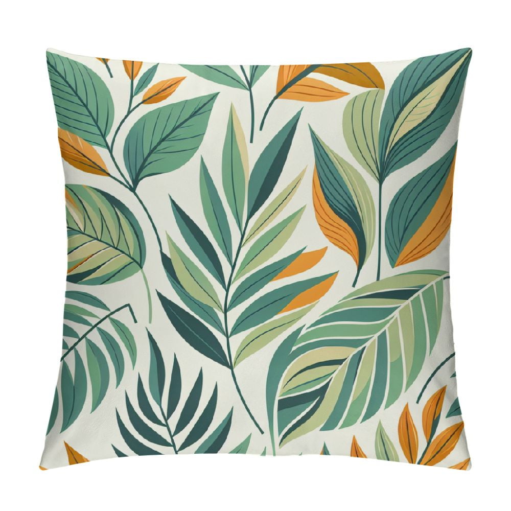 COMIO Tropical Pillow Covers, Colorful Tropical Leaf Throw Pillow ...