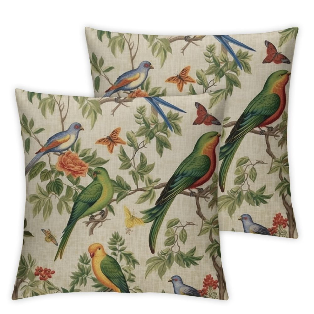 COMIO Tropical Plant Parrot Throw Pillow Covers Farmhouse Double Sided ...