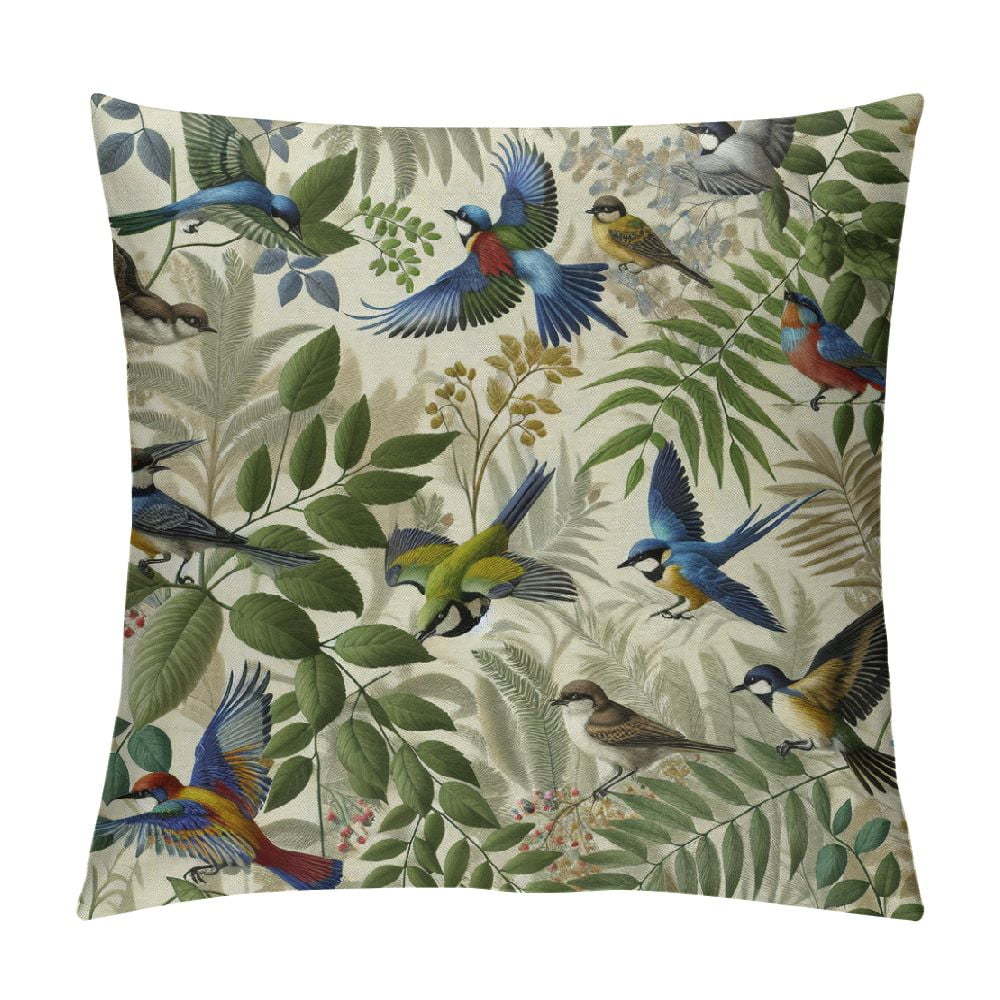 COMIO Tropical Plant Parrot Throw Pillow Covers Farmhouse with Zipper ...