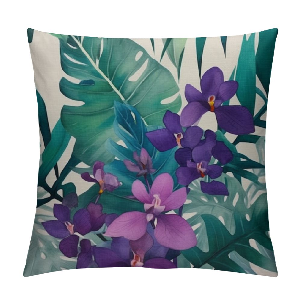 COMIO Tropical Plants Throw Pillow Covers,Tropical Flower Leaves Home ...