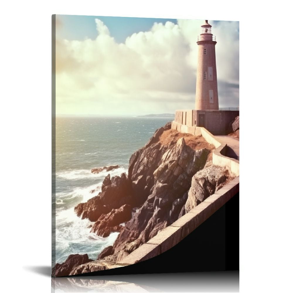 COMIO Tropical Sea Scene Wall Art Lighthouse Paintings Landscape ...