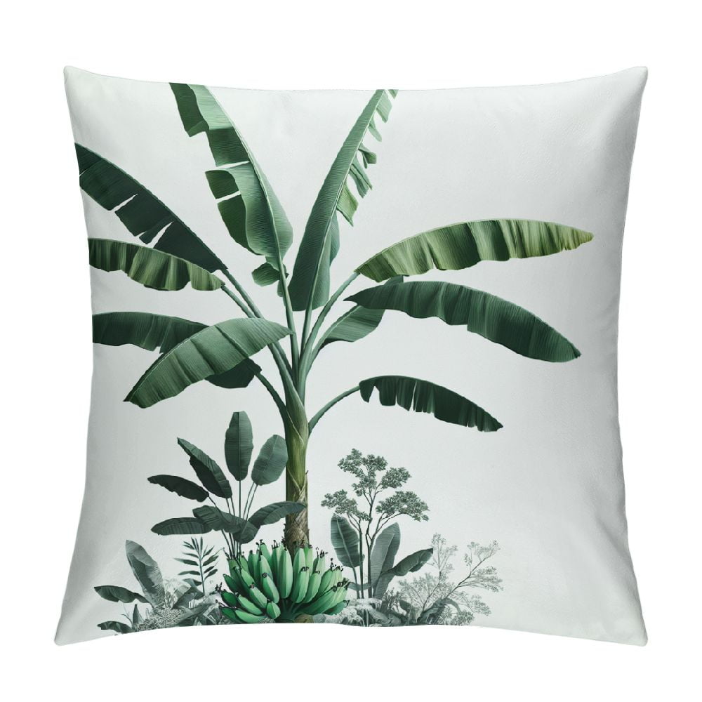 COMIO Tropical Trees Throw Pillow Covers Retro Boho with Green Palm ...