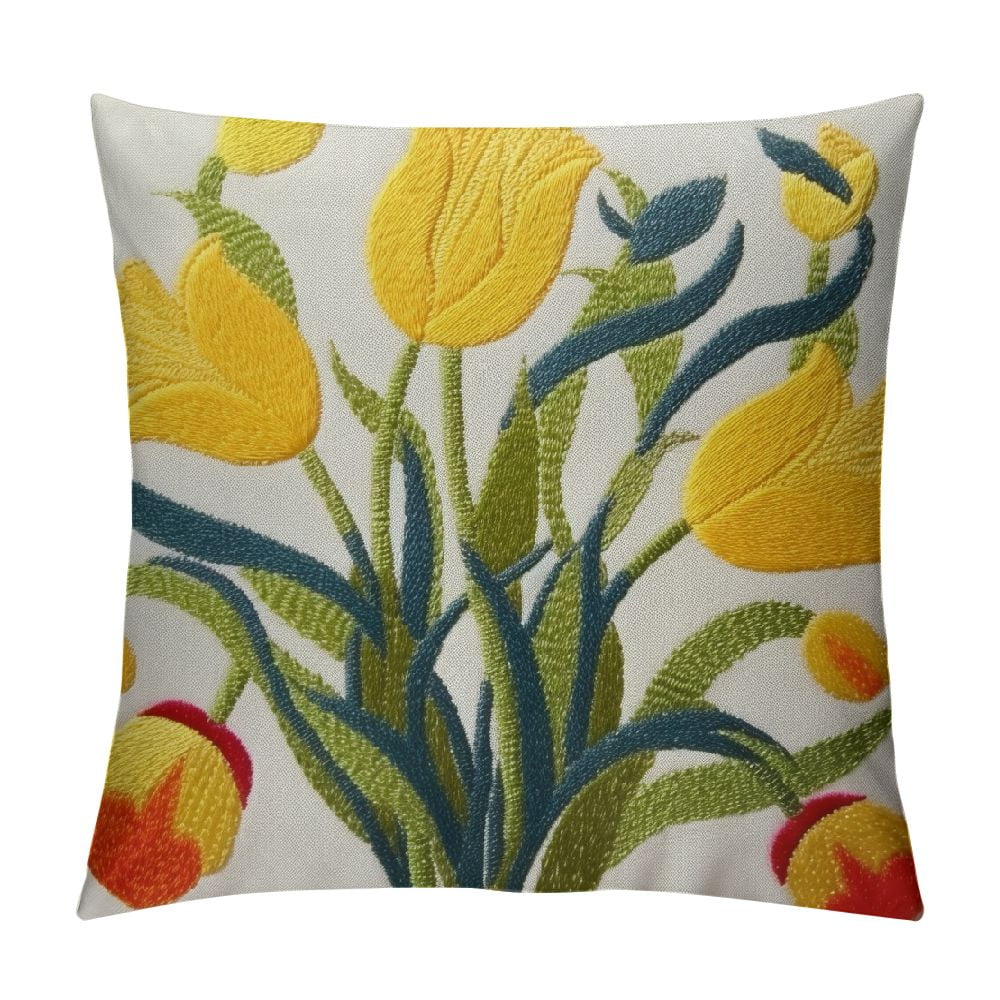 COMIO Tufted Tulip Pattern Throw Pillow Covers, Farmhouse,Sofa, Bedside ...