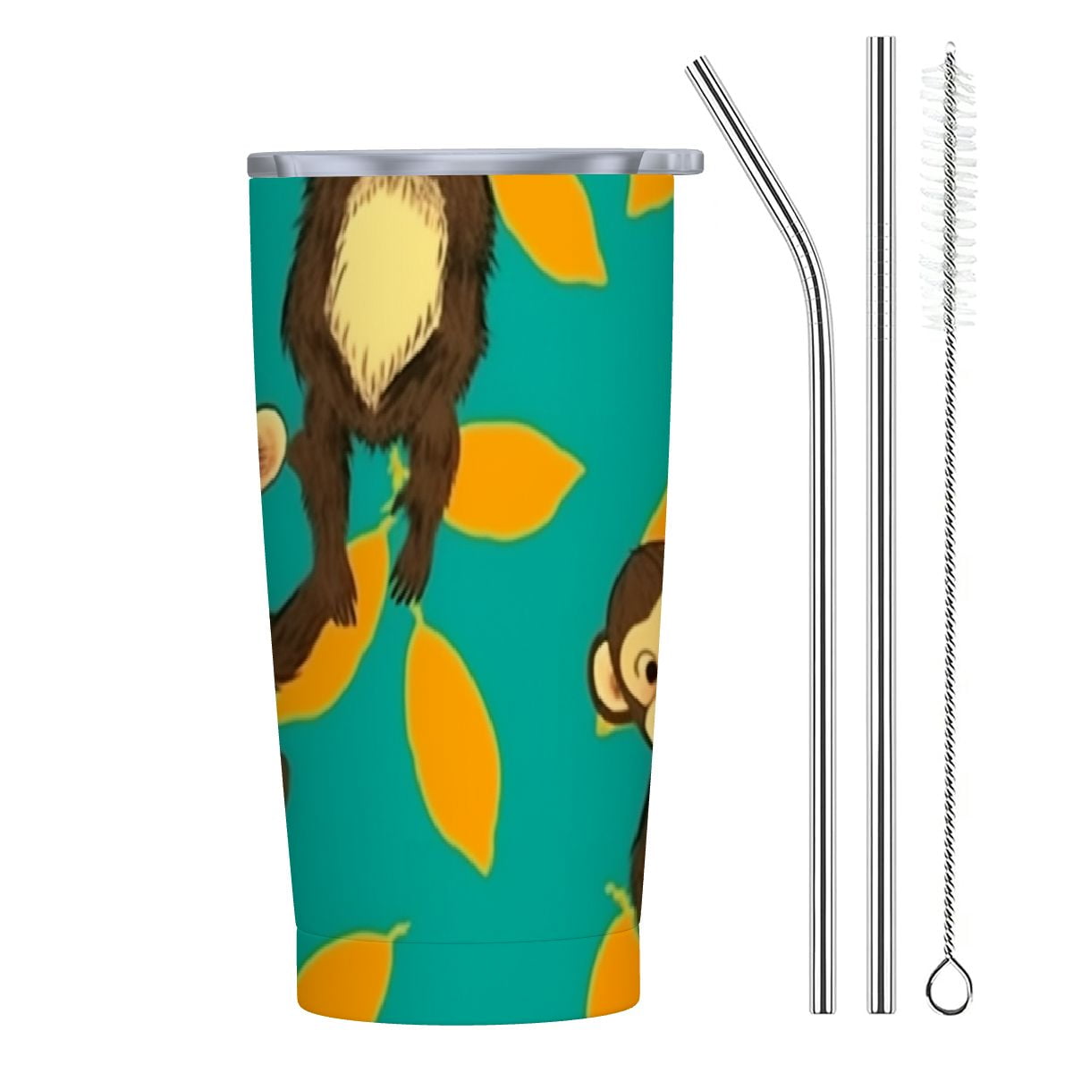 COMIO Tumbler With Lid And Straw, Dancing Monkeys And Flying Banana ...