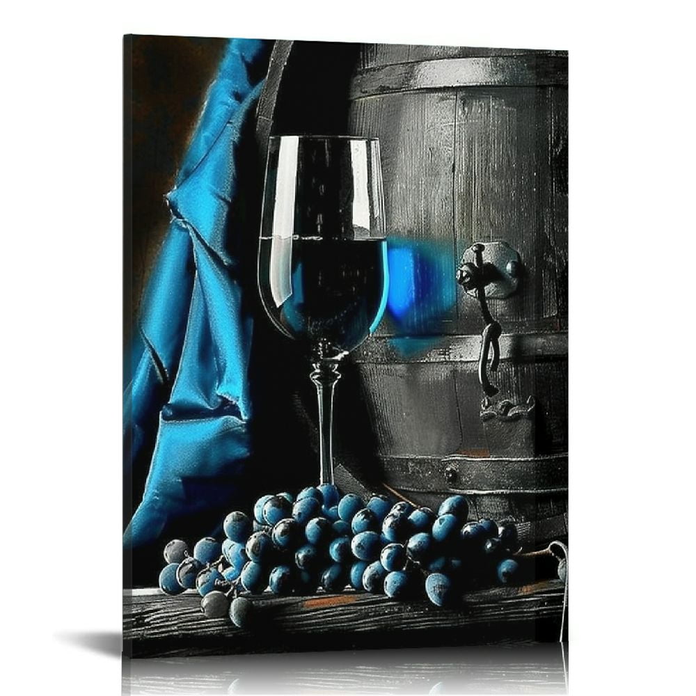 COMIO Turquoise Wine Wall Art for Kitchen Teal Wall Decor Living Room ...