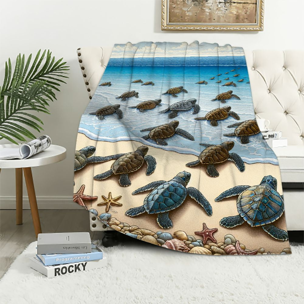 QZHH Turtle Beach Blanket for Bed, Turtle Throw Blanket for Women, Men ...