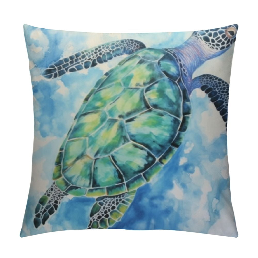 COMIO Turtle Pillow Cover Ocean Park Decor Sea Coastal Theme Decorative ...
