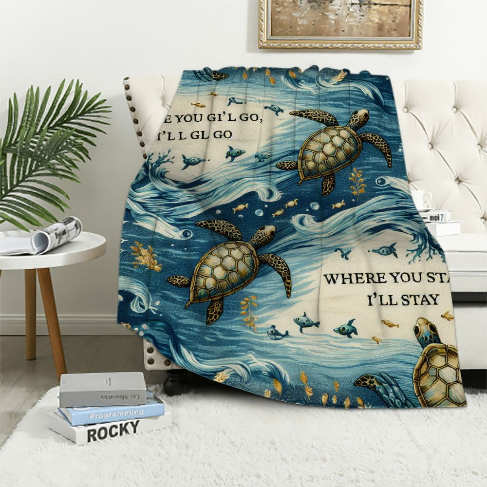 COMIO Turtle Throw Blanket, Sea Turtle Beach Throw Blanket for Bed ...