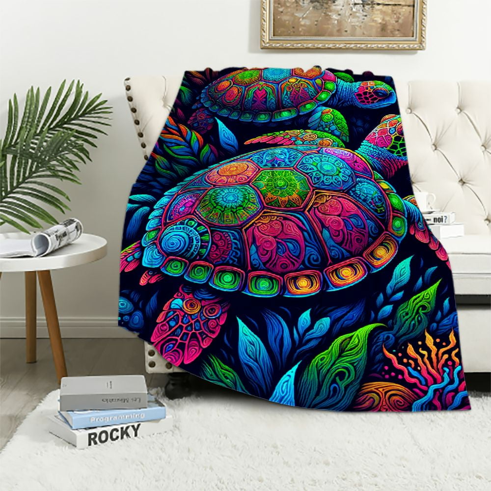 COMIO Turtles Blanket for Adults - Soft Sea Turtle Blankets Plush Cozy ...