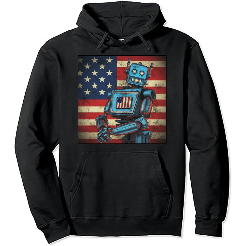 COMIO US Flag funny Giant Robot, Robot Pullover Hoodie - Walmart.com
