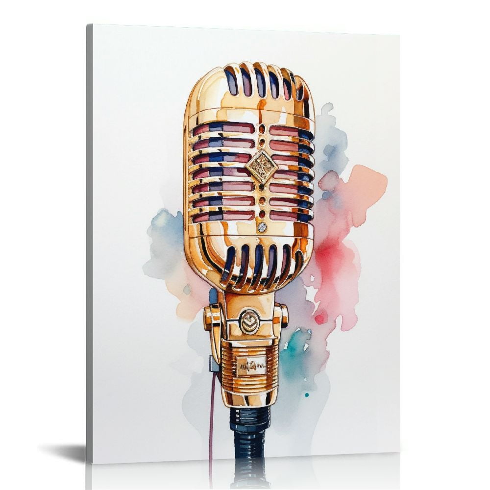 COMIO Unframed Microphone Illustration Music Art Vintage Microphone DJ ...