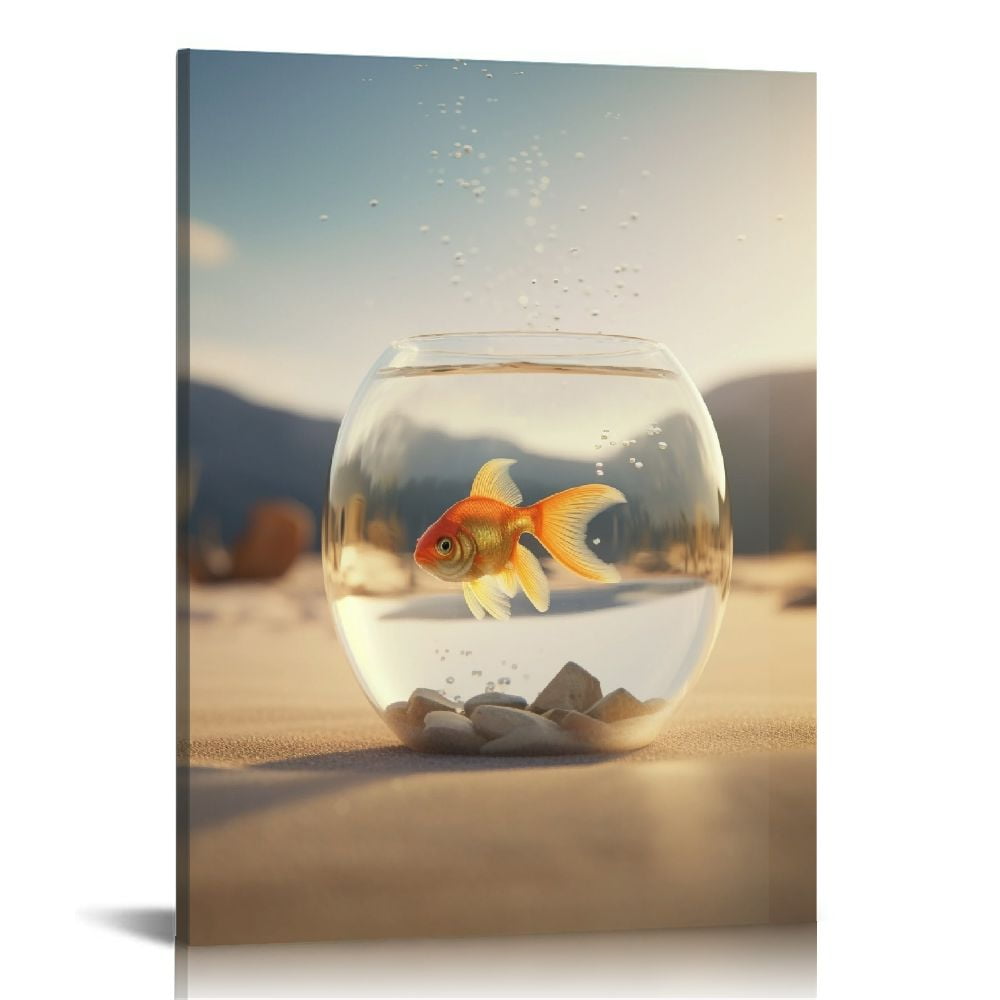 COMIO Unique Vintage Wall Art, Fish in an Hourglass Framed Poster ...