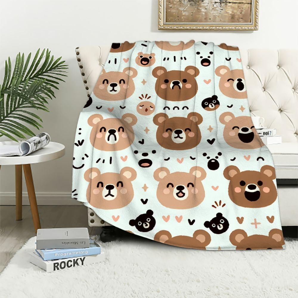 COMIO Unisex Cotton Flannel Receiving Blankets Bundle, Brown Bear ...