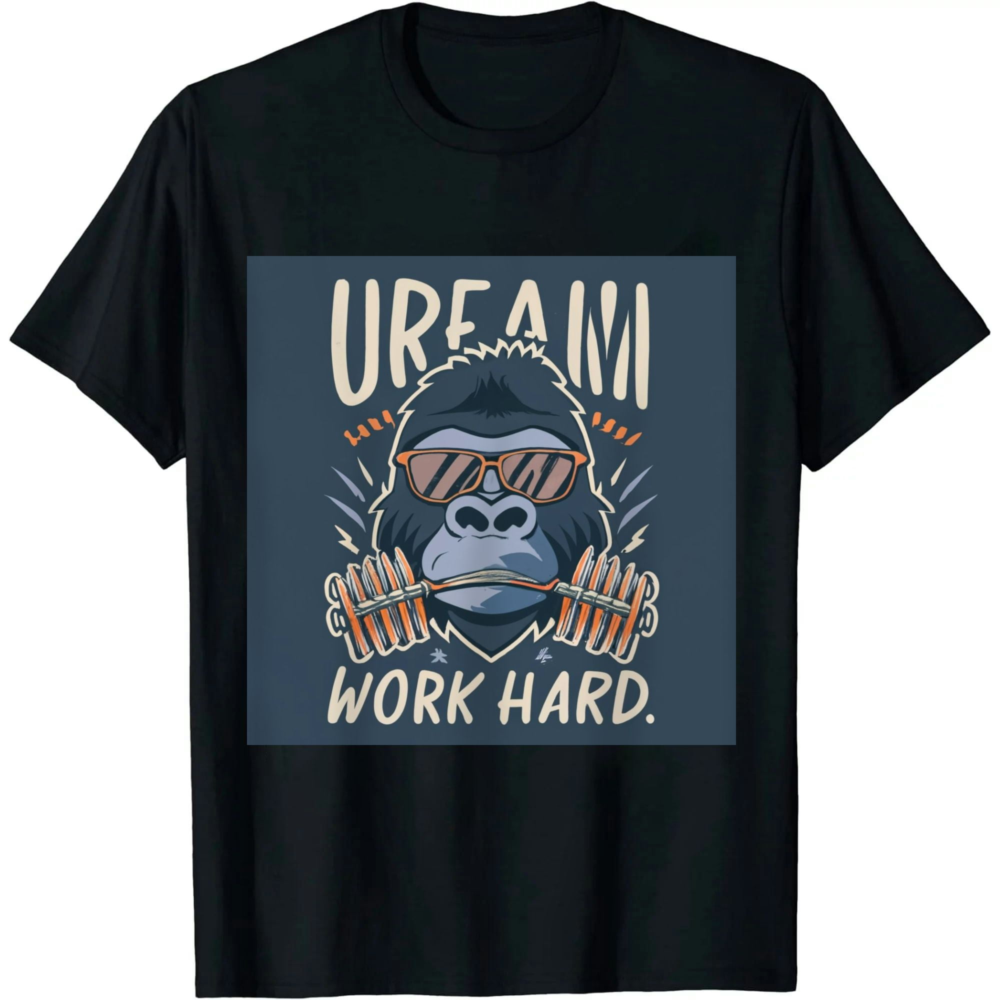 COMIO Untamed Strength Dream Big Work Hard Motivational Gorilla T-Shirt ...