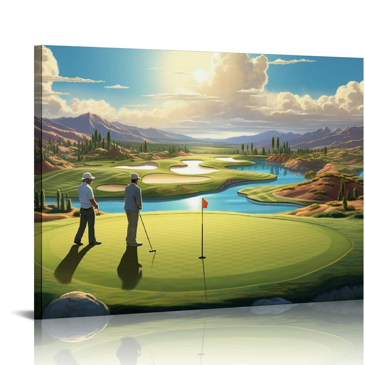 COMIO Usa Golf Course Wall Art Golf Course Canvas Wall Decor Blue Green ...