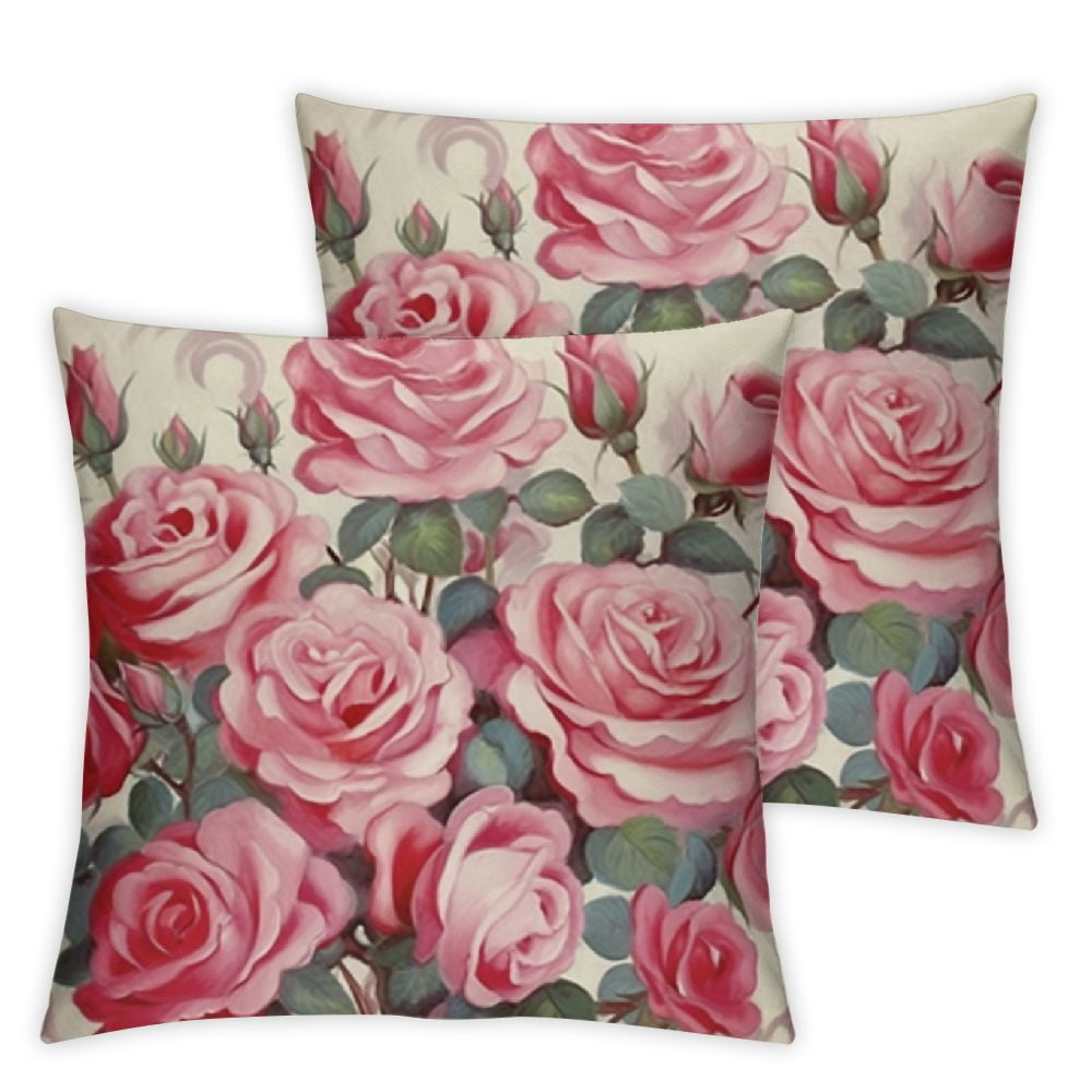 COMIO Valentine's Day Bike Rose Flower Pink Floral Heart Love You More Porch Pillow Case 2-Pack ...